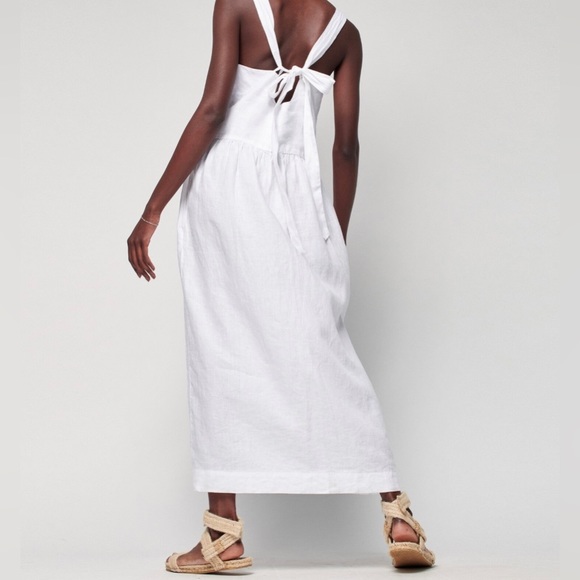 Faherty | Dresses | Faherty Allegra Tie Back Linen Maxi Dress In Oyster ...